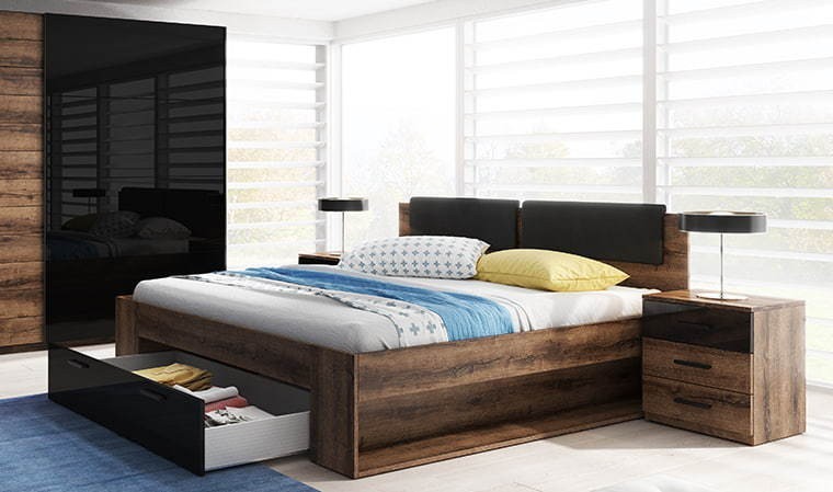 Chambre complète design : lit avec armoire - Collection Cosmos