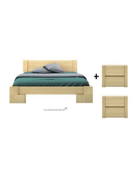 Lit complet avec sommier et matelas - bois massif écologique