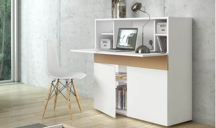 Meuble secretaire design blanc fabriqué en Europe - Focus