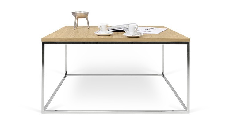 Table basse en chêne naturel et pieds en acier chromé - Gleam