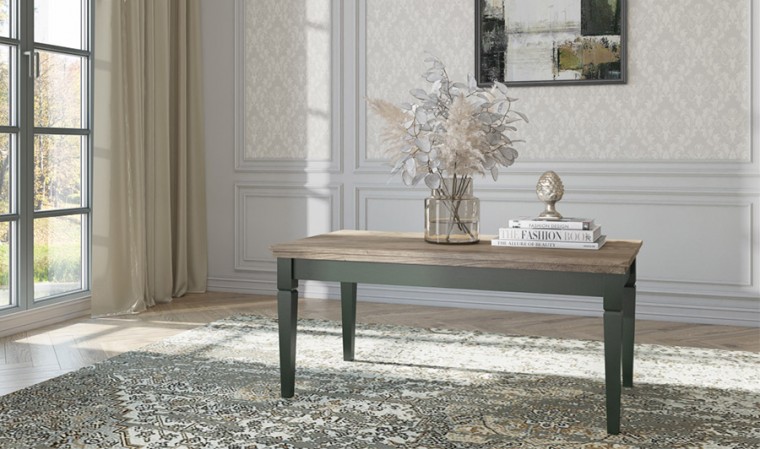 Table à manger vert et chêne extensible Boavista - House and Garden