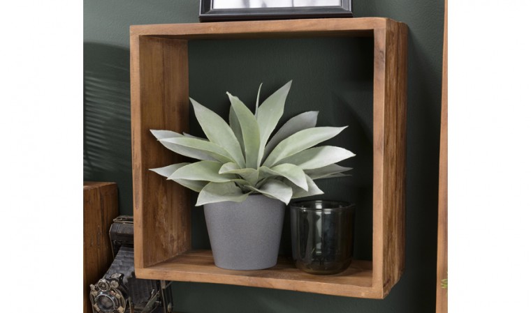 Cube mural en teck recyclé Thekku - House and Garden