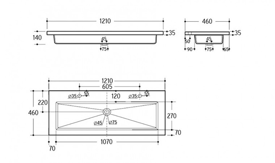 Plan vasque en céramique blanche 120 cm - House and Garden