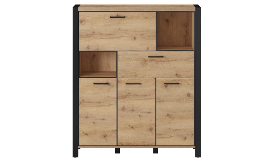 Bahut haut style industriel noir et chêne Nolan - House and Garden