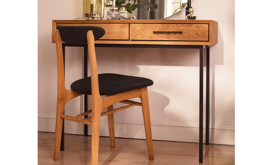 Coiffeuse contemporaine en chêne massif avec 2 tiroirs - Celia