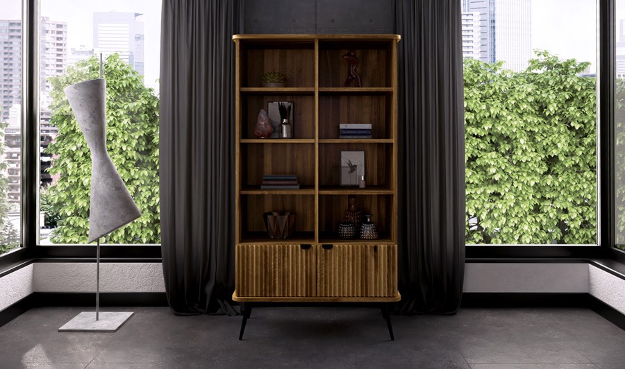 Grande bibliothèque design en chêne massif Tempo - House and Garden