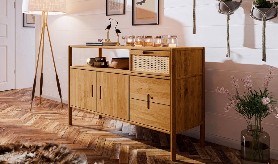 Grand bahut minimaliste en chêne massif Olgana - House and Garden