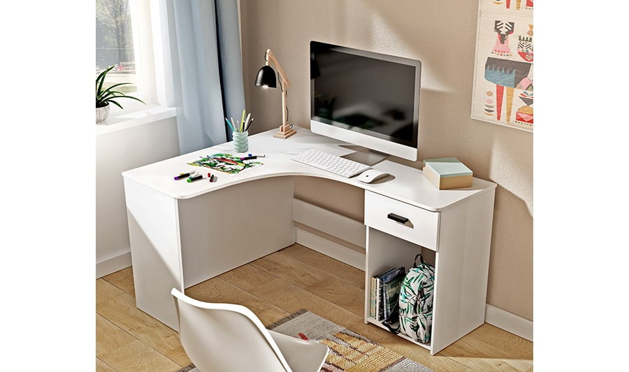 Bureau d'angle arrondi blanc - Circula