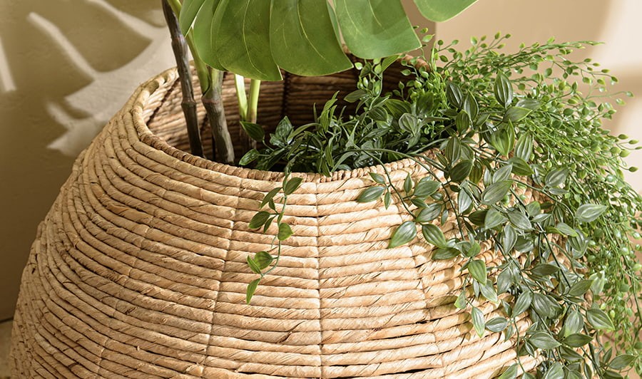 Cache pot rond bas en abaca naturel 41 cm - Thekku