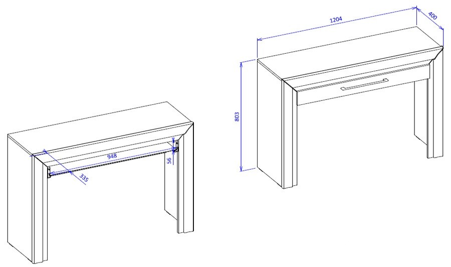Coiffeuse argentée et blanche design 1 tiroir - Neirda