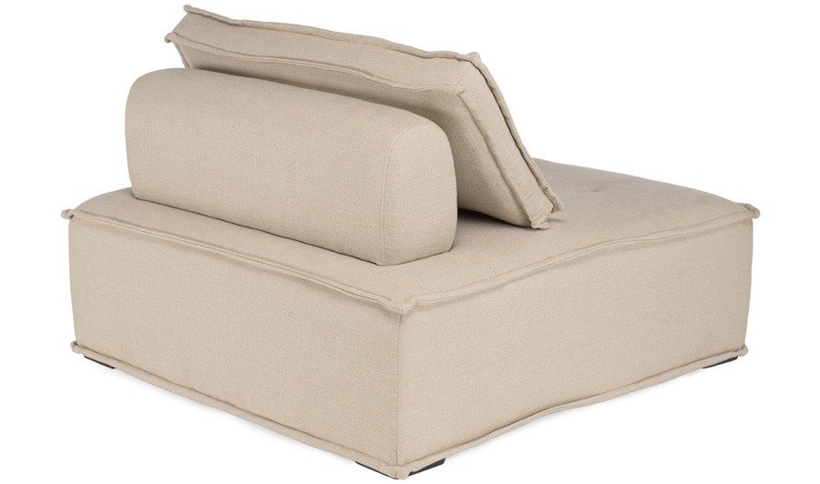 Chauffeuse design beige avec assise capitonnée - Emilia