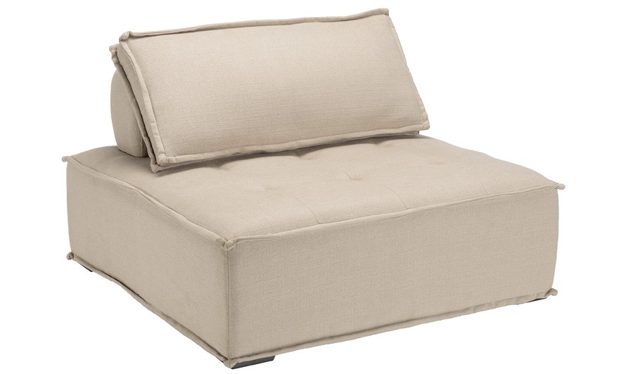 Chauffeuse design beige avec assise capitonnée - Emilia