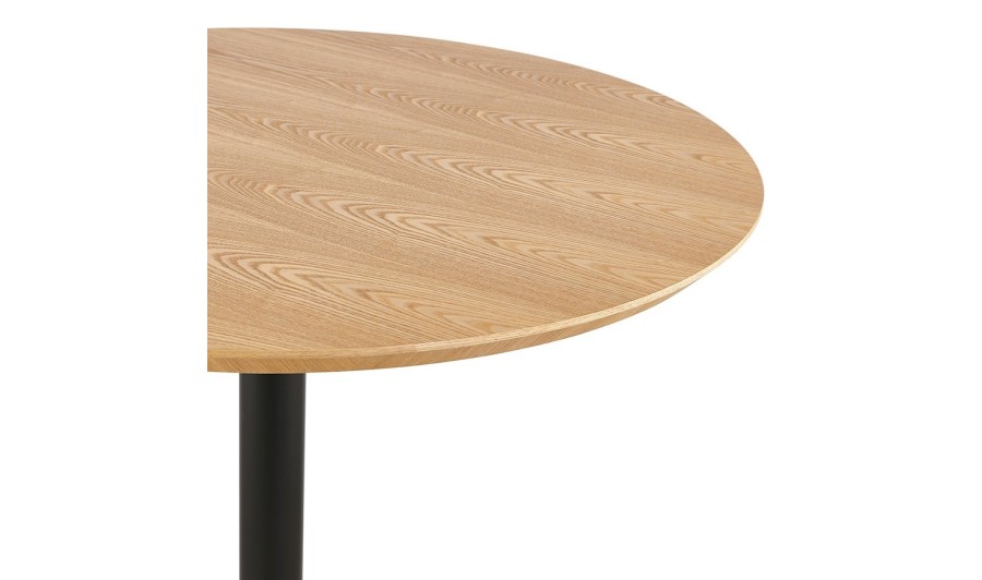 Table ronde design HUSH en bois finition naturelle et métal noir - à 80 cm