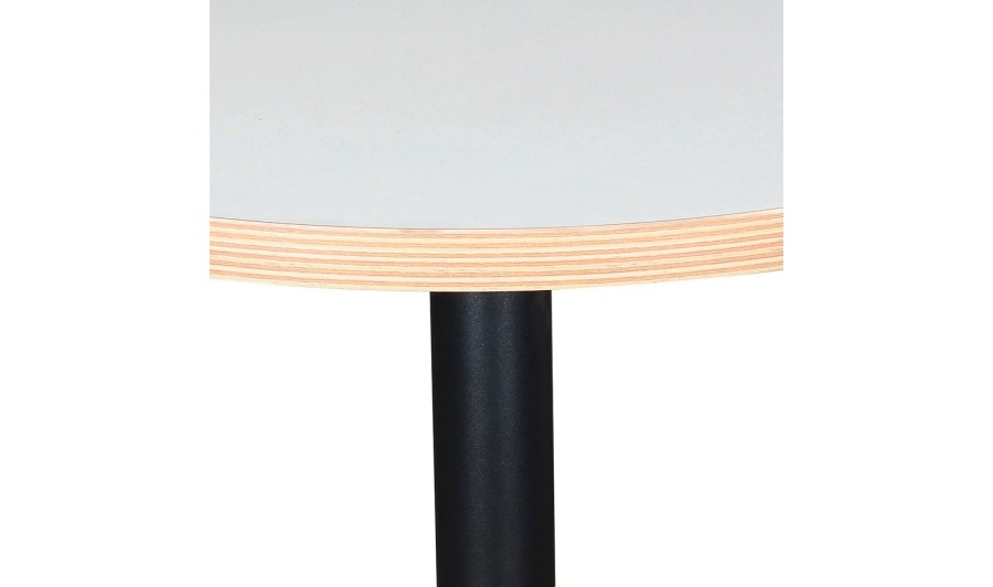 Mange-debout rond POLLUX ROUND blanc avec un pied noir - 60 cm