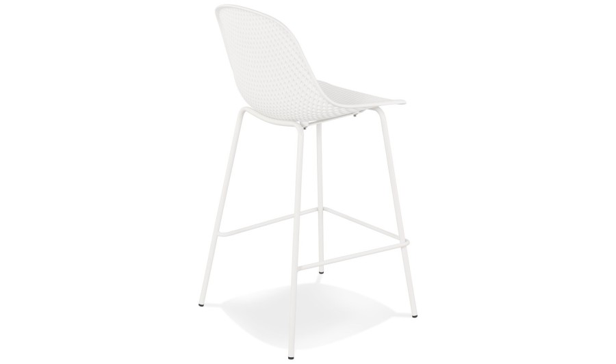 Tabouret snack mi-hauteur perforé LOKI MINI blanc intérieur / extérieur
