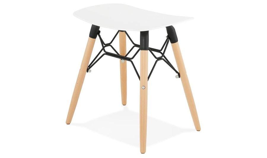 Tabouret bas design ALADIN blanc style scandinave